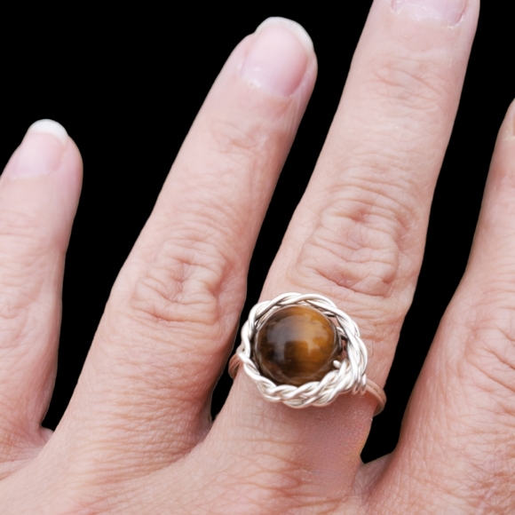 Jewelry | Tigers Eye Silver Coated Copper Ring Custom | Poshmark